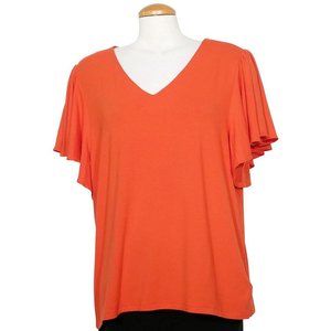 Lauren Ralph Lauren | Tops | Orange Flutter Sleeve Stretch Jersey Top X ...